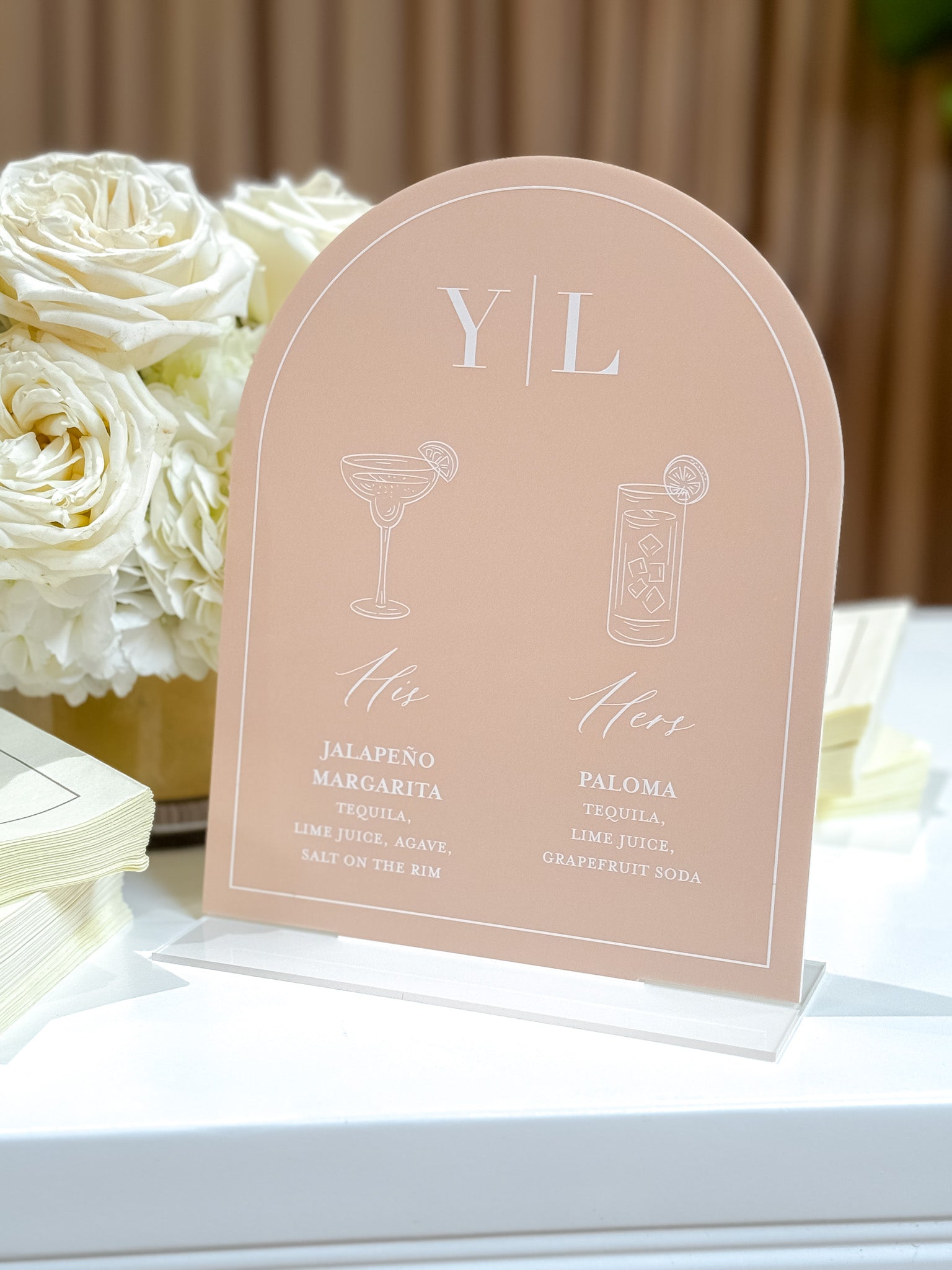 The Paloma – Acrylic Signature Drinks Sign with Cocktail Illustrations ...
