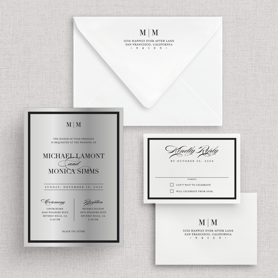 Luxury Mirror Acrylic Wedding Invitations | Framed Style