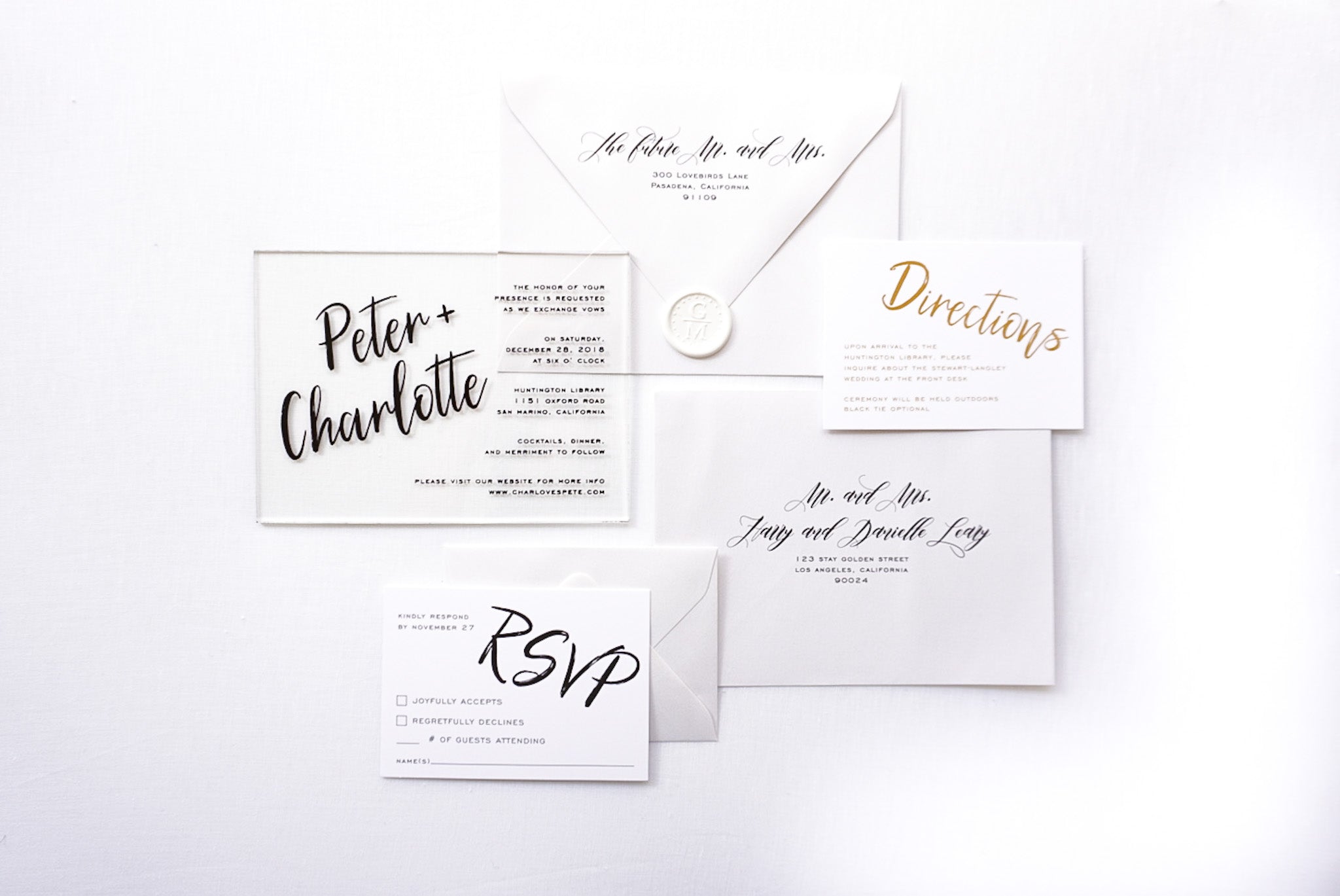 Bold Script Clear Acrylic Wedding Invitations